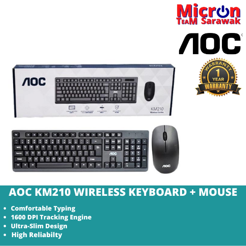 AOC KM210 Wireless Keyboard + Mouse - Black
