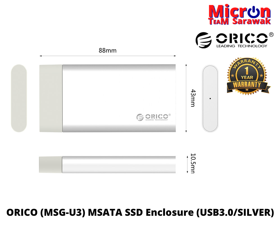 ORICO (MSG-U3) MSATA SSD Enclosure (USB3.0/SILVER) ORICO (MSG-U3) MSATA SSD Enclosure (USB3.0/SILVER)