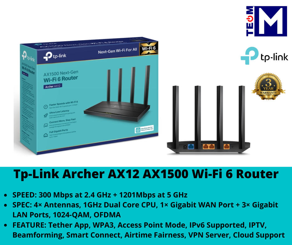 Tp-Link Archer AX12 AX1500 Wi-Fi 6 Router